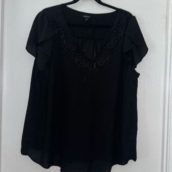 torrid | Tops | Torrid Plus Size 2 Black Sheer Blouse With Embroidered ...